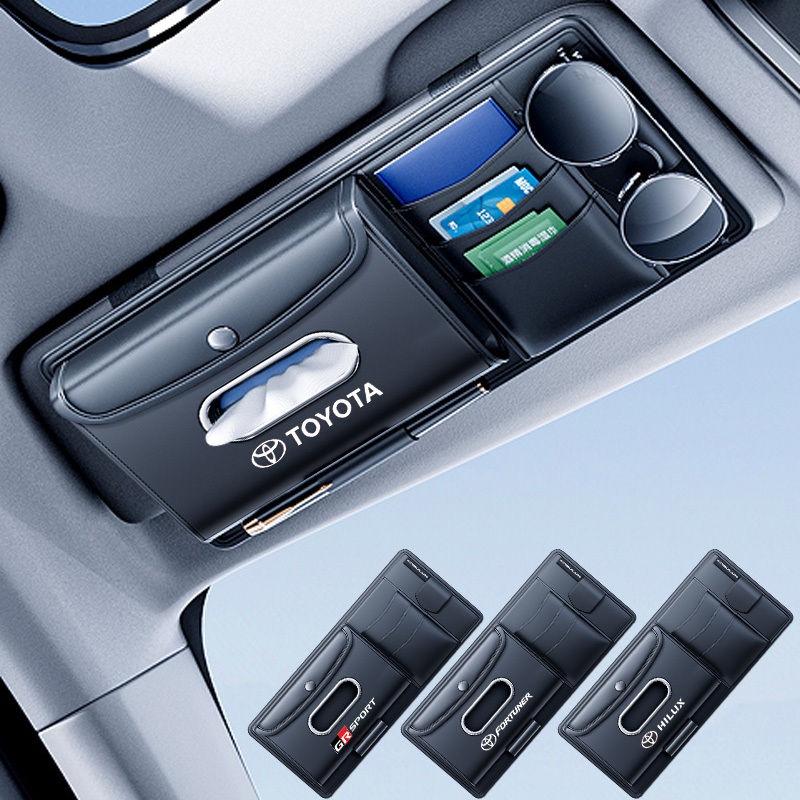 Toyota Car sun visor high-end leather multifunctional card clip tissue ...