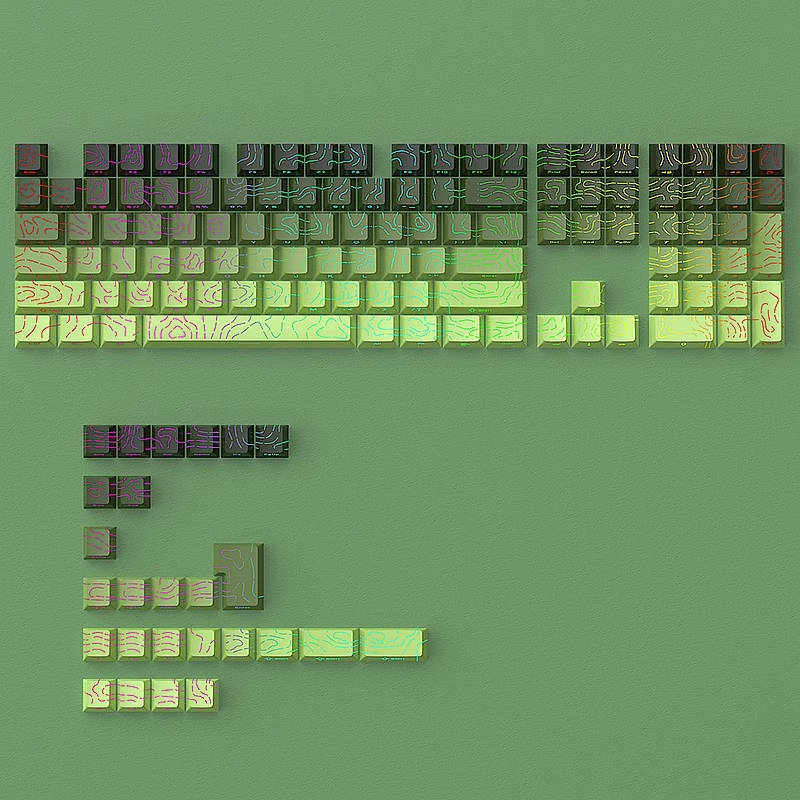 【Keycap Only】Matcha Contour Lines Keycap Side Engraving Shine Through ...