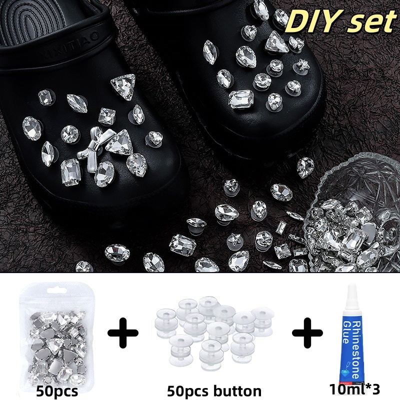 50pcs Wholesale Rhinestone DIY Shoe Charm for Women Shining Crystal ...