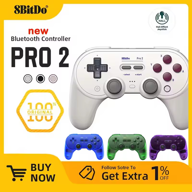 8Bitdo Pro 2 Bluetooth Controller Wireless Hall effect Joystick Gamepad for Apple Switch PC ...