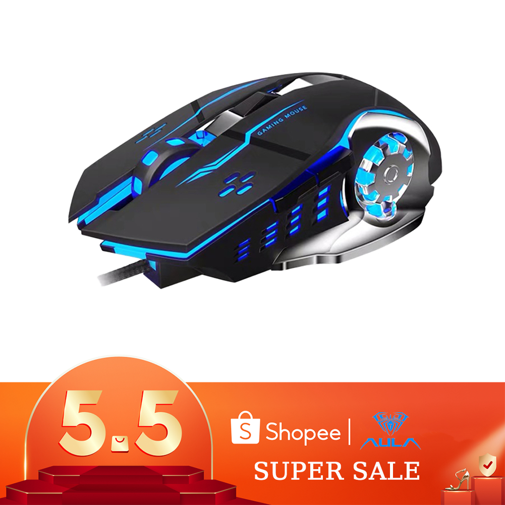 AULA S20 Gaming Mouse Marco Programmable Cool Lighting USB Optical ...