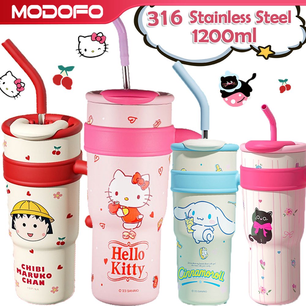 MODOFO Thermos Bottle Thermos Cup with Straw 1200ML Cute Tumbler Ice Cup Lotso Tumbler 316 ...