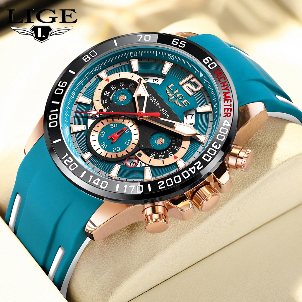 LIGE Fashion Watch Men Waterproof Original Luminous Calendar Quartz ...