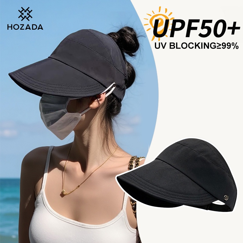 HOZADA Women Sun Cap Sun Visor Hat Half Empty Top Large Brim Women ...