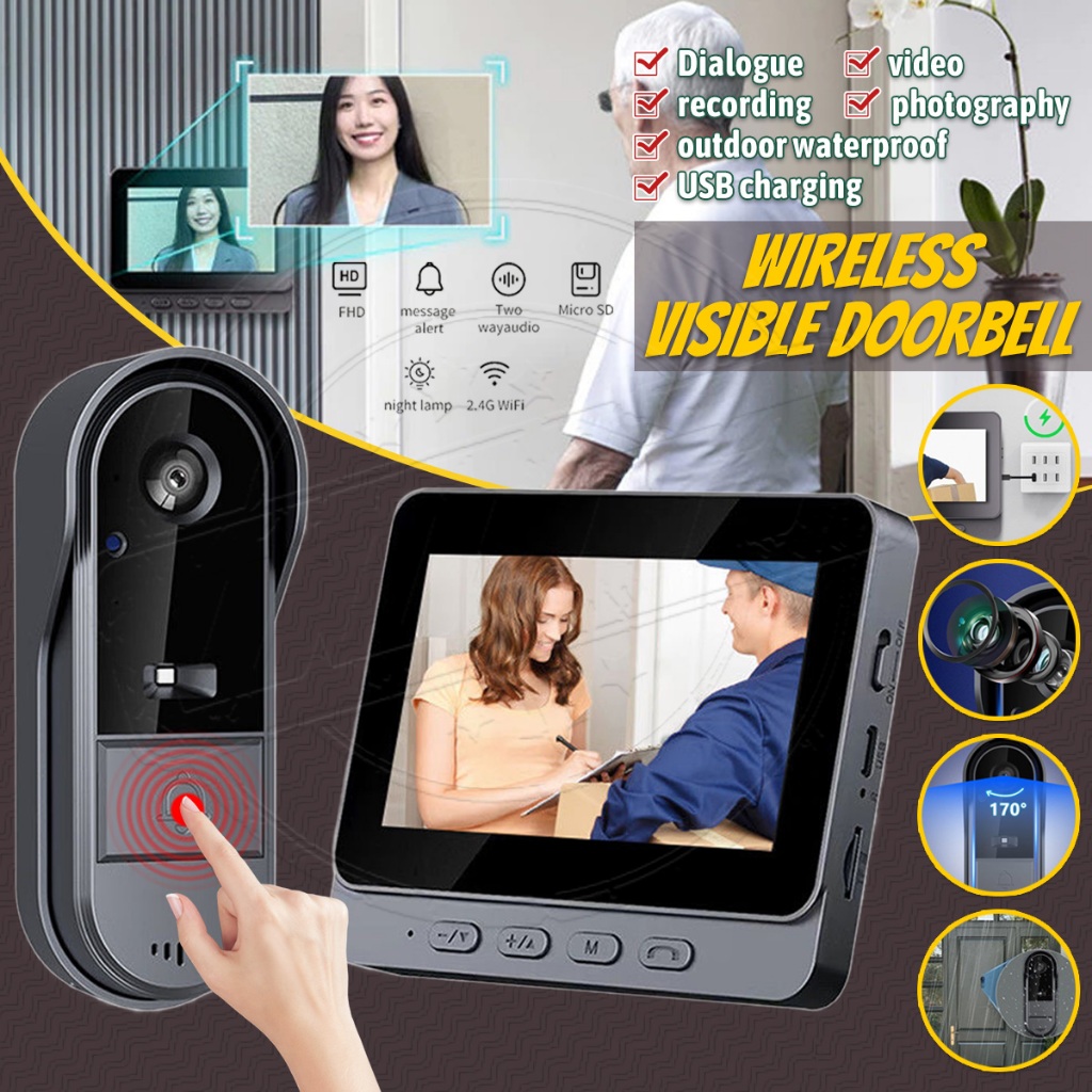 door bell with camera Waterproof True Wireless Video Doorbell Camera ...