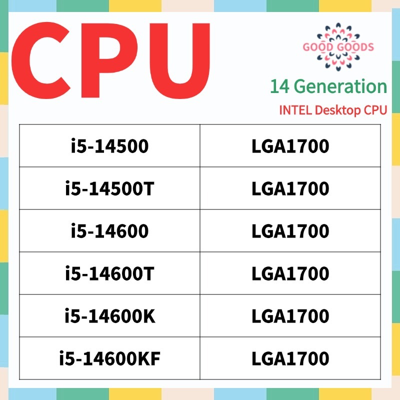 i5-14500 i5-14500T i5-14600 i5-14600T i5-14600K i5-14600KF 14th ...