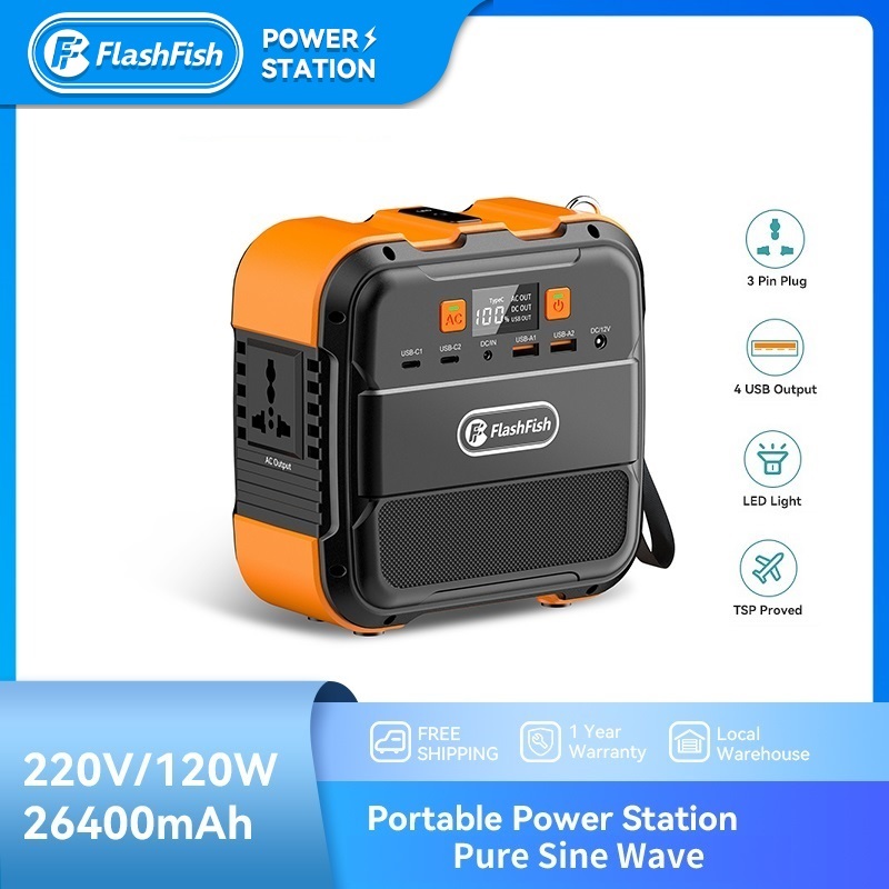 220V 120W | FlashFish Solar Generator 26400mAh Multi-Function Portable Big Capacity Power ...