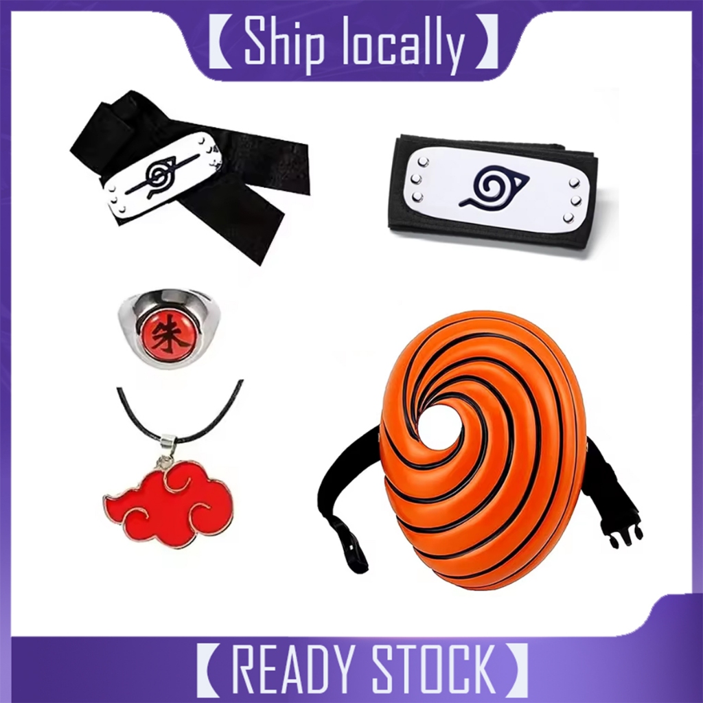 Anime Naruto Akatsuki Necklace Headband Mask Set Akatsuki Uchiha Itachi ...