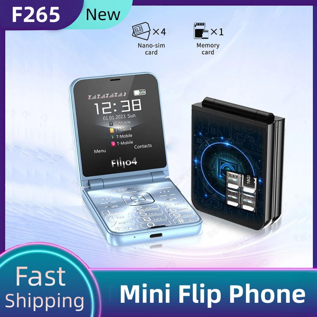 UNIWA F265 2G Mini Flip Phone 2.55" Dual Screen 4 SIM Cards Keypad ...
