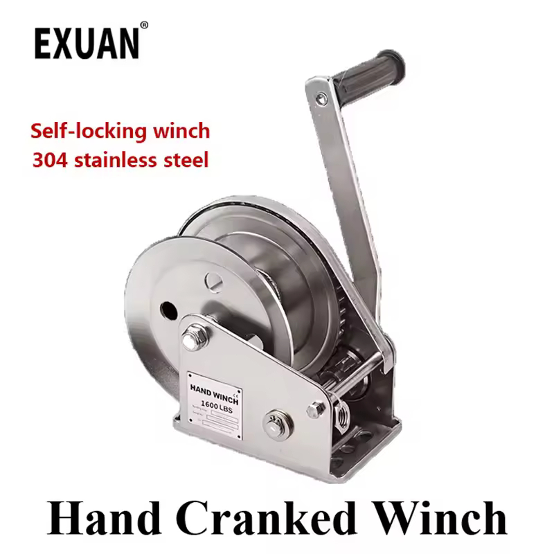 Stainless Steel Manual Winch 1600lbs Hand Cranked Winch Hoist Bi ...