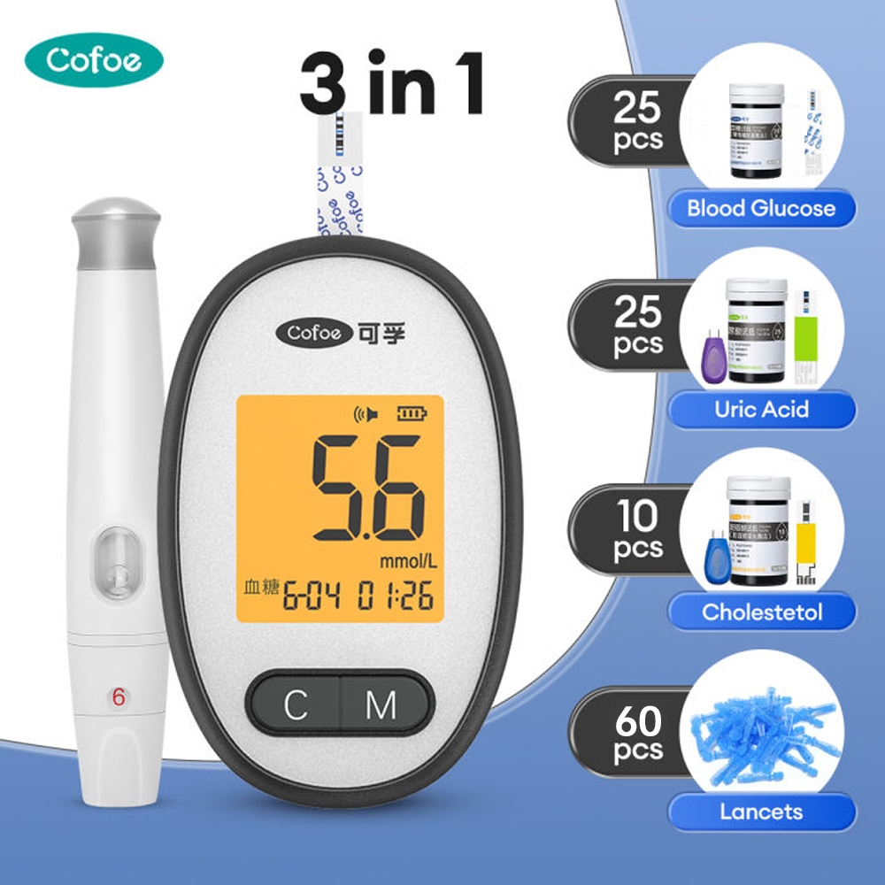 Blood Glucose/Cholesterol/Uric Acid Monitor Blood Lipid Detector ...