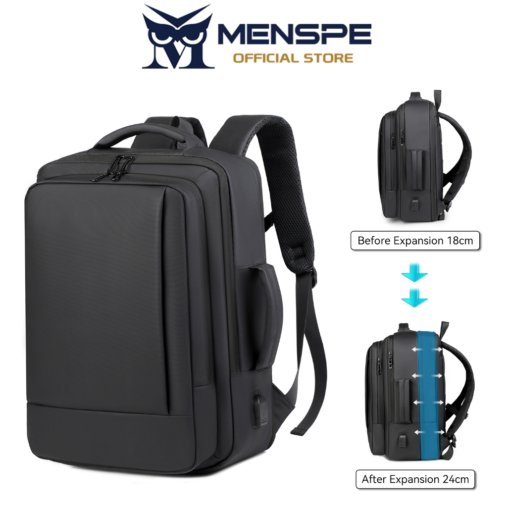 MENSPE Fashion Men's Business Laptop Backpack Expandable Large Capacity 15.6inch Laptop Backpack ...