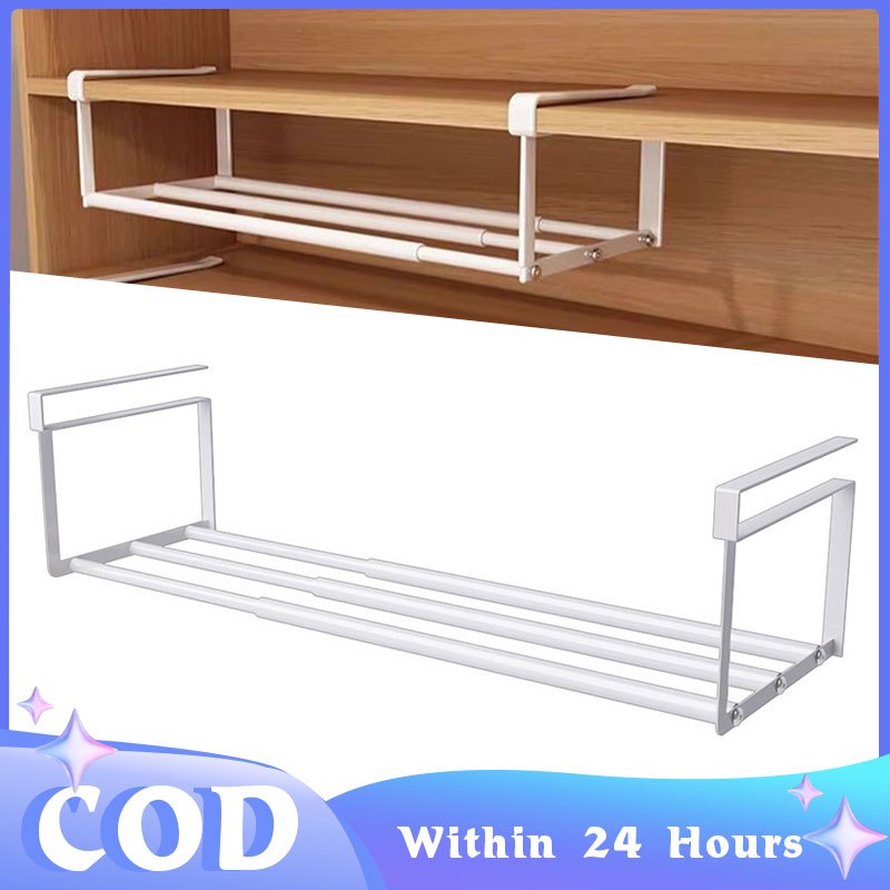 Retractable Shoe Rack Under Shelf Storage Lower Hanging Shelf Bottom ...