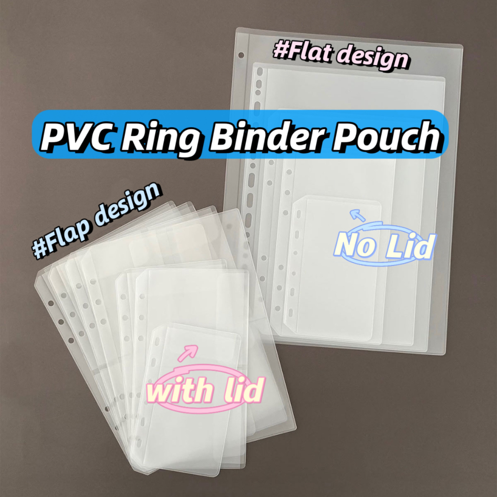 2/5Pcs A7/A6/A5/B5/A4 Size Loose-leaf Binder Storage Pouch PVC File Bag Cash Budget Planner ...