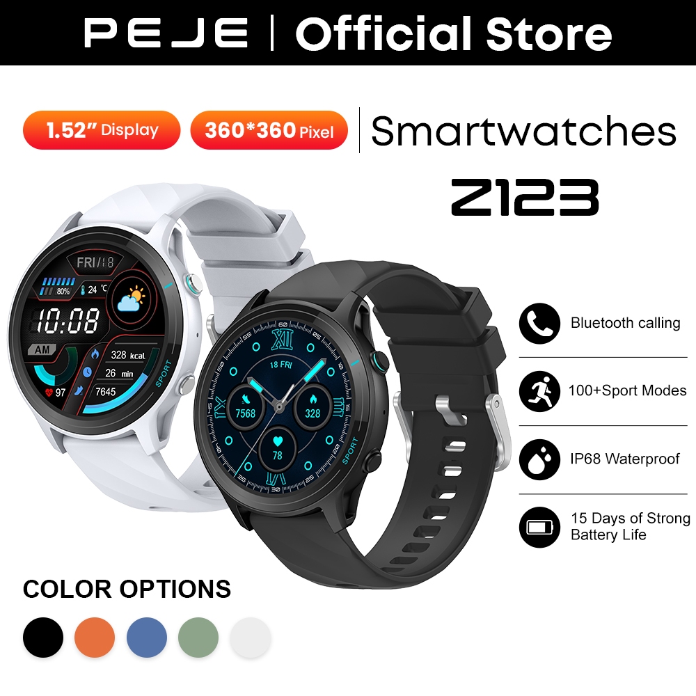 1 Year Warranty [PEJE Z123] Smart Watch 1.52 "Large Round Screen Blood ...