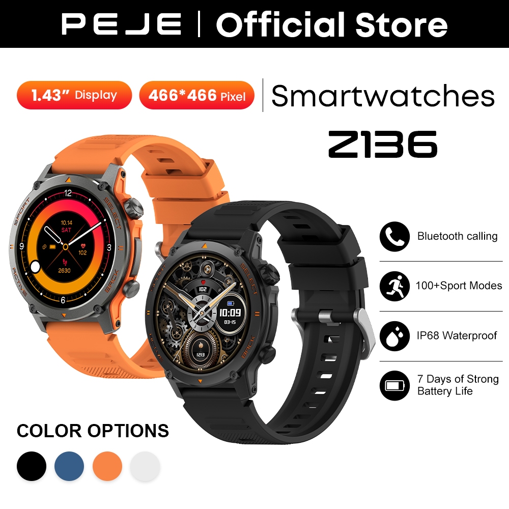 Peje Smart Watch Z136, 5cm 466 * 466 Round Screen Super Clear!Ip68 ...