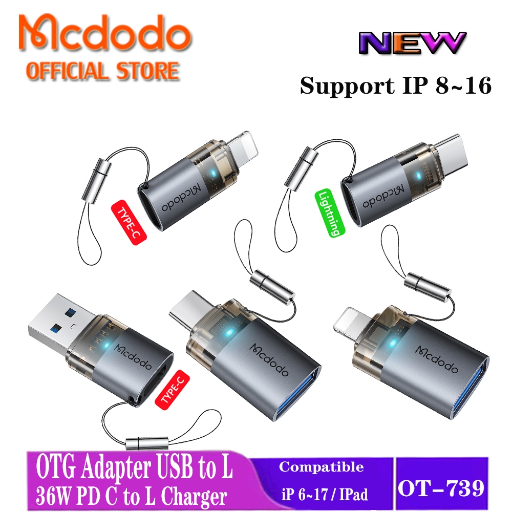 Mcdodo Charger OTG Adapter USB to Lightning /USB to Type C For iPhone ...