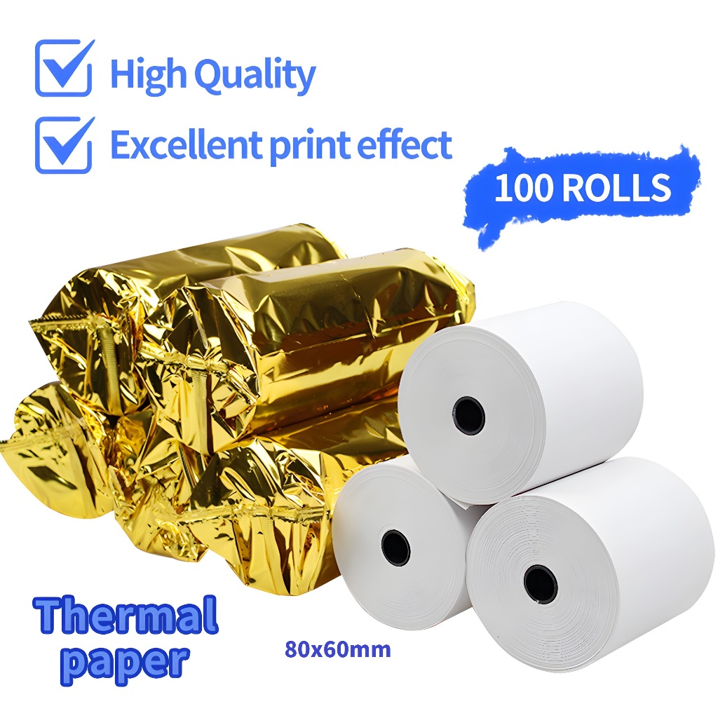 80x60 Resit/Receipt cash register thermal Paper(100 Rolls) 1.18/roll ...