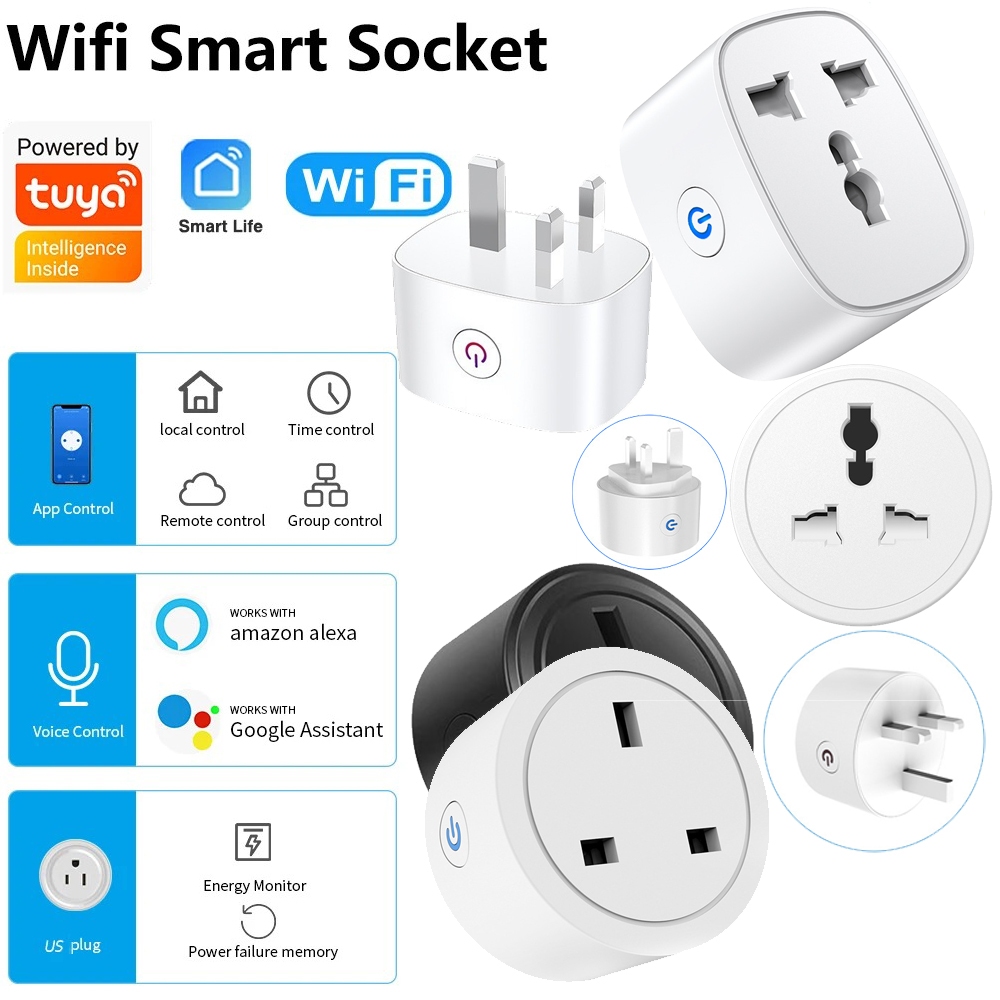 TUYA WiFi Smart Plug 16A 20A Timer Plug Wireless Control Socket Works ...
