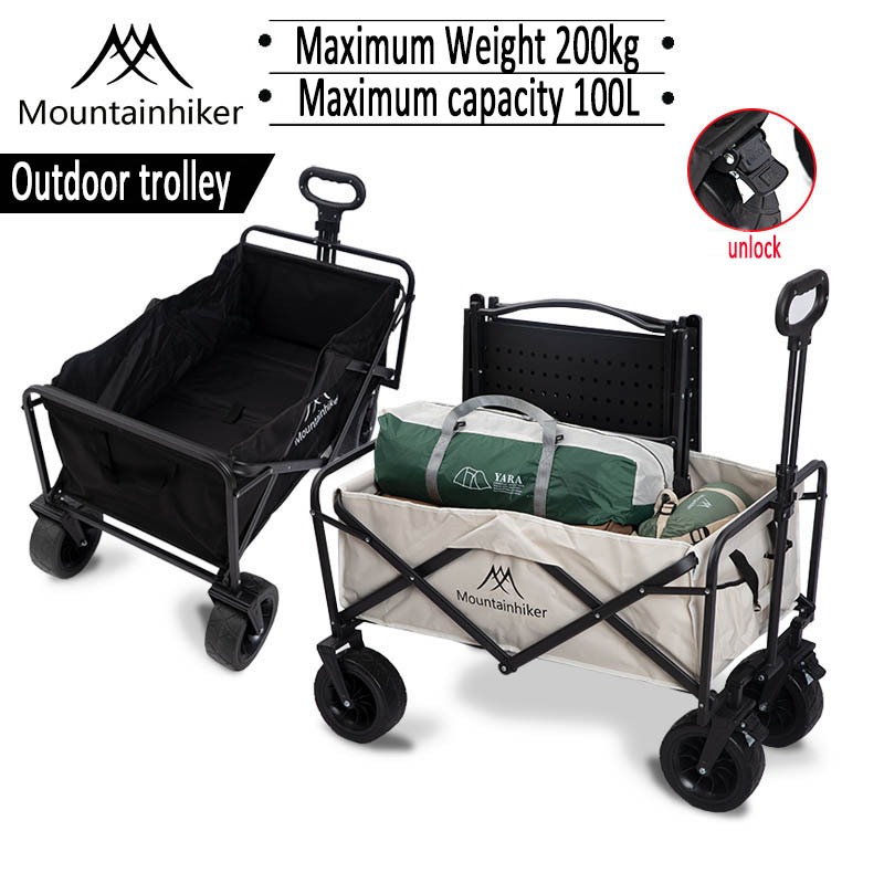 MOUNTAINHIKER foldable camping trolley 100L four-wheel travel trolley ...