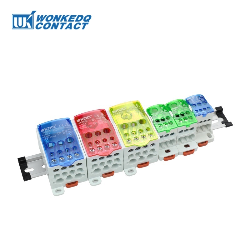 UKK Series Din Rail Unipolar Distribution Box 80A/125A/160A One Input Multi Output Terminal ...