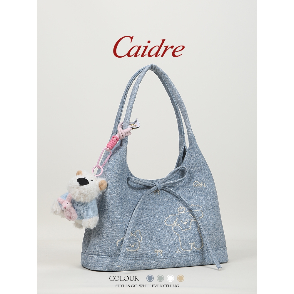 Caidre Tote Bag Female Denim Canvas Bag Commuter Portable Shoulder Bag ...
