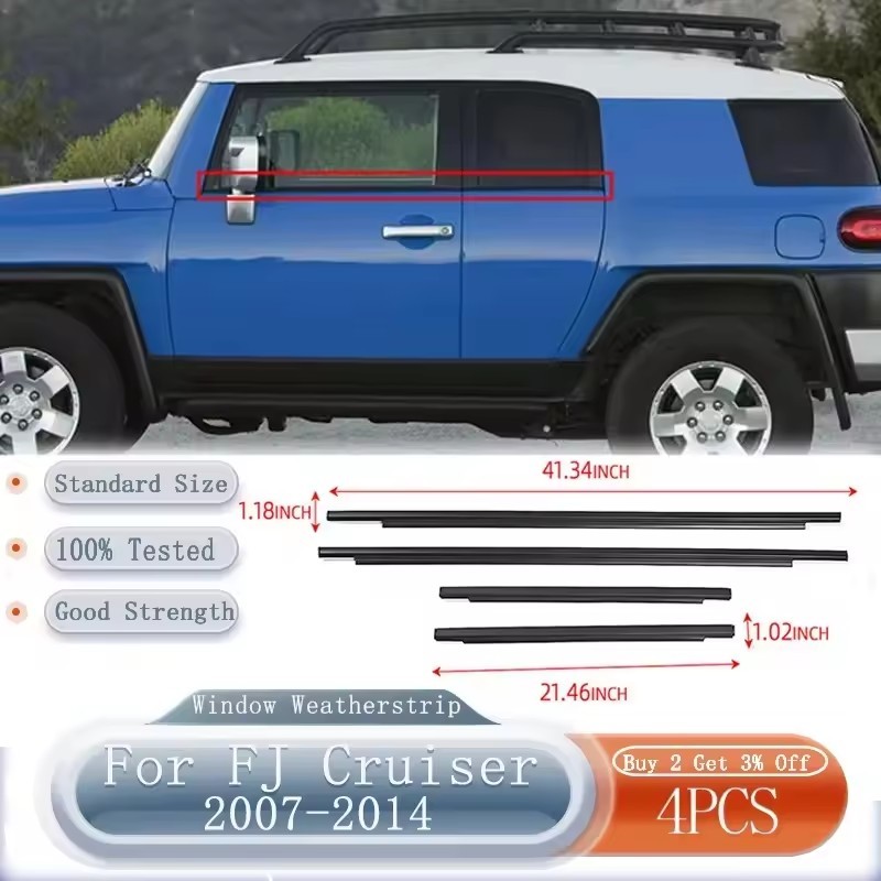 4 pcsToyota land cruiser FJ 2004-2021 outer Door Glass / Window Outer ...