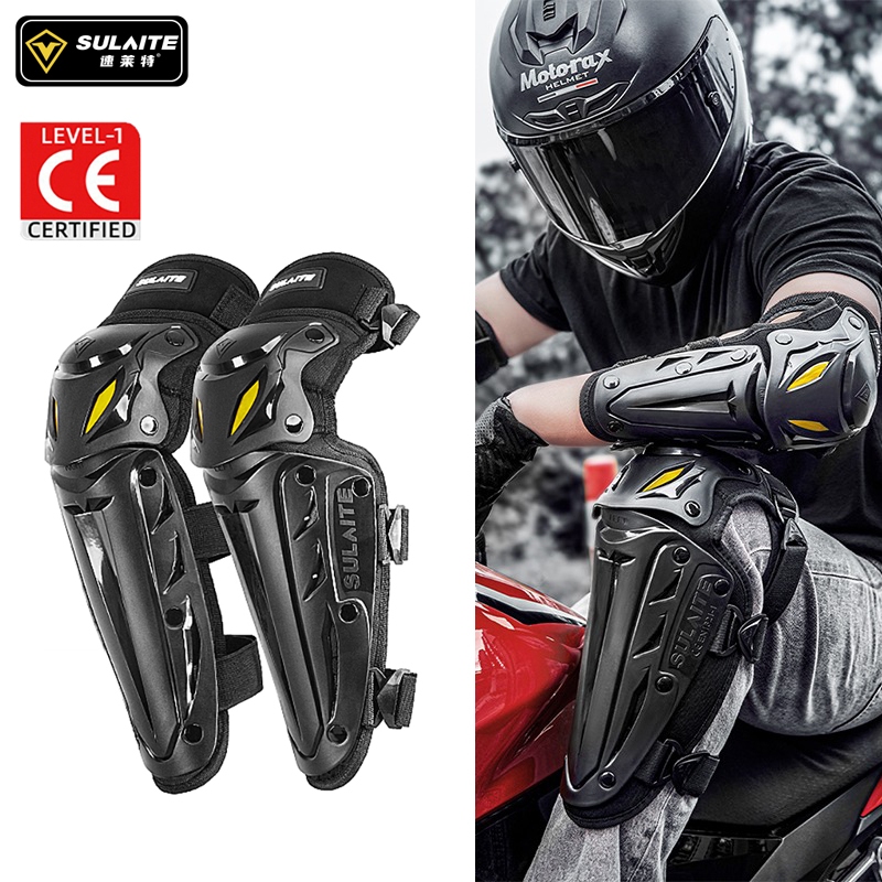 SULAITE Men Motorcycle Knee Shin Guard Pads Anti-Slip 2 in 1 Adjustable ...