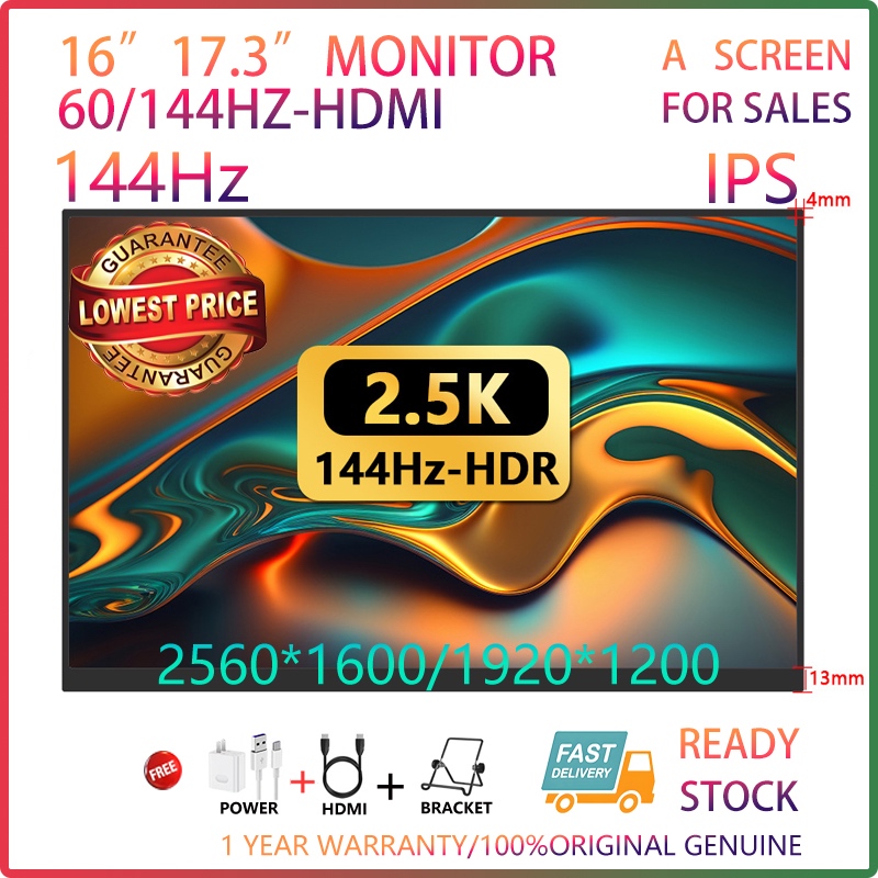 [Ready stock]16” 17.3 ”Portable monitor IPS 2K 144Hz HDMI Phone ...