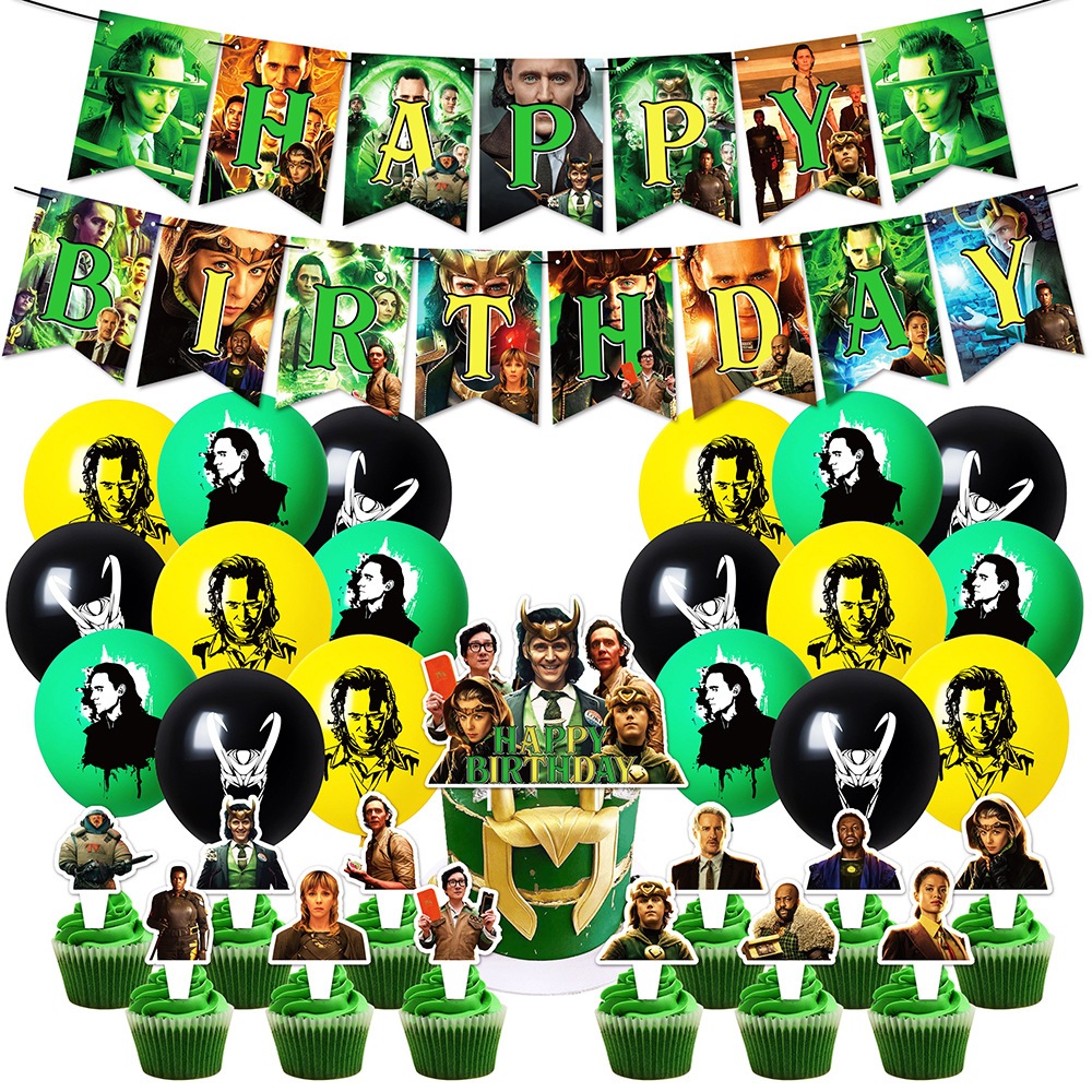 Marvel Movie Loki Themed Birthday Party Decoration Birthday Banner Cake ...