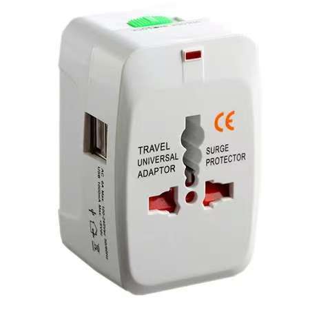 All in One Universal International Plug Adapter 2 USB Port 1 Type C World Travel AC Power ...