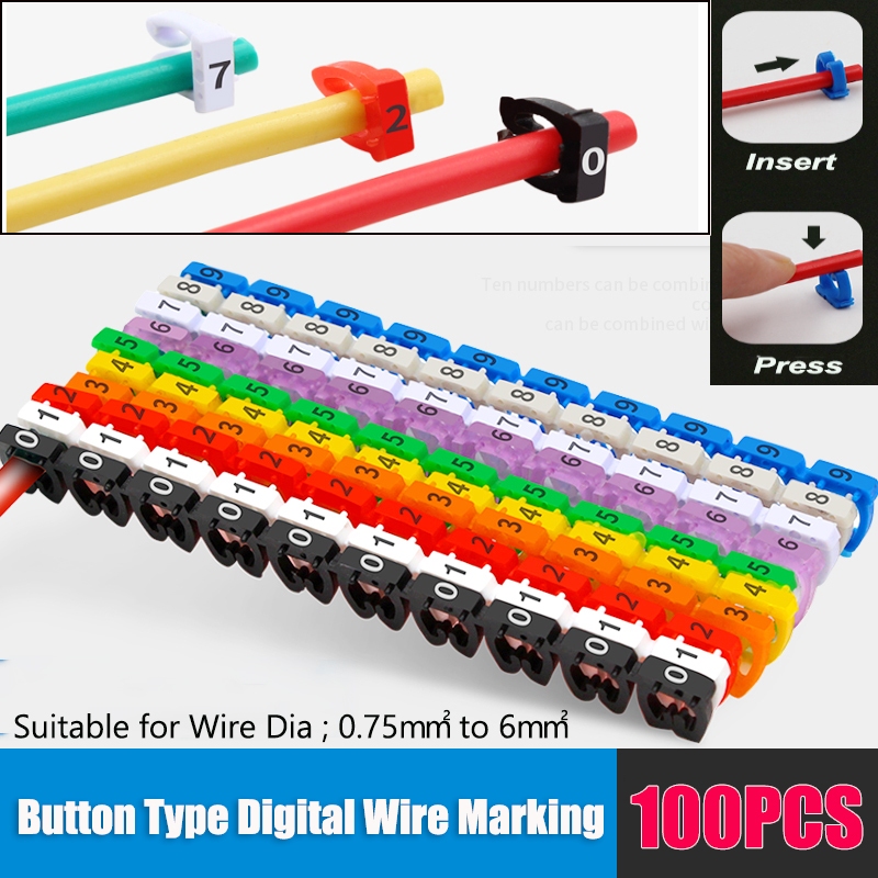 100PCS Clip on Wire Markers, Wire Number Labels Colorful Wire Numbering ...