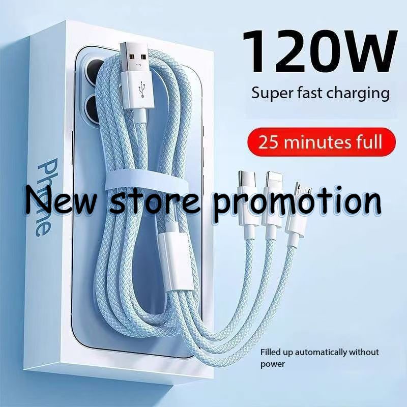 66W SuperCharging 3-in-1 Macaron Braided Cable 6A Fast Charge for ...