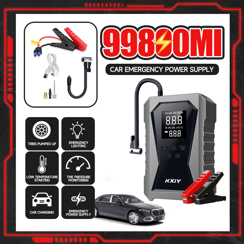 99800mAh 5 IN 1 portable emergency starter - LED light, fast charging ...