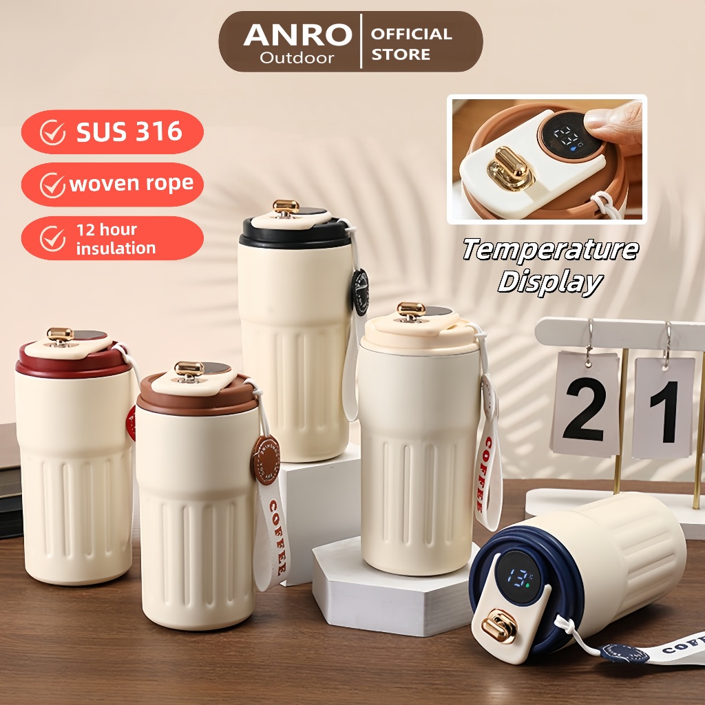 《Mega Deal》 Portable Coffee Mug 450ML Temperature Digital Display ...