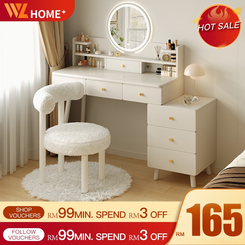 Meja Solek Meja Makeup With Expandable Side Cabinet Makeup Table With ...