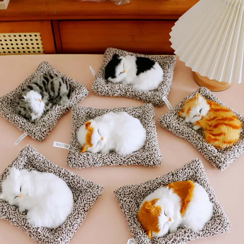 Simulation sleeping cat plush bamboo charcoal doll-car dashboard ...