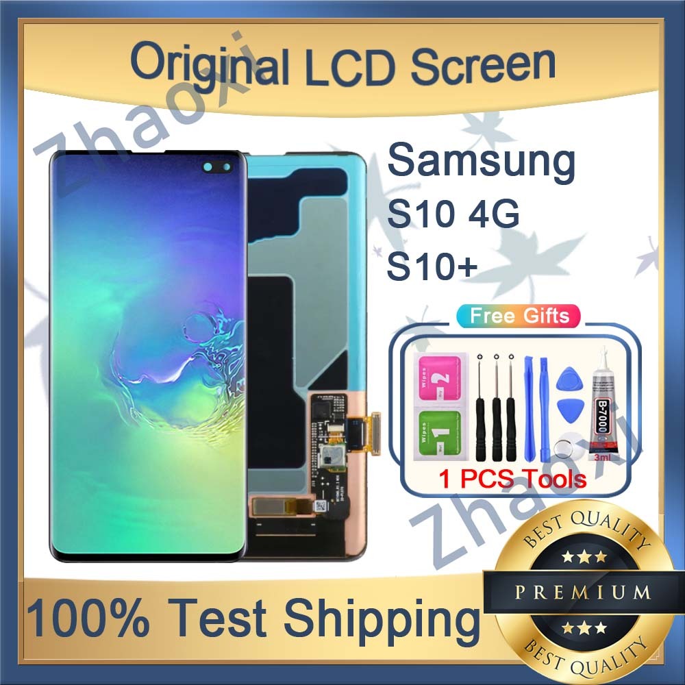 Original AMOLED Samsung Galaxy S10 4G S10 Plus LCD Screen With Frame ...
