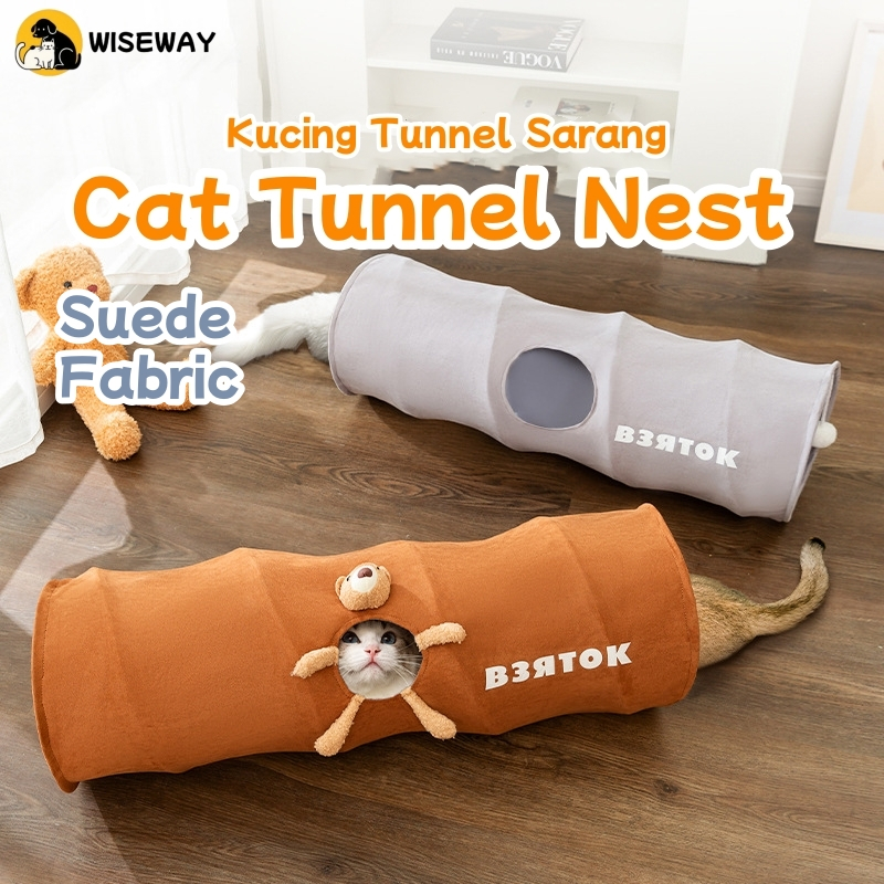 Cat Tunnel Play Cat Nest Sarang Kucing Foldable Suede Fabric Pet ...
