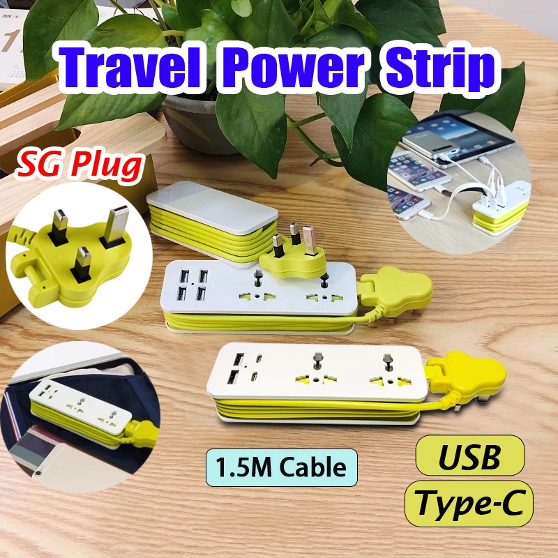 Travel Power Strip Extension Socket Outlet Portable SG Plug Surge ...