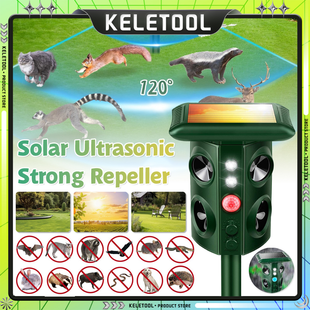 Cat Repeller Sonic Ultrasonic Solar Power Repeller Animal Ultrasound ...