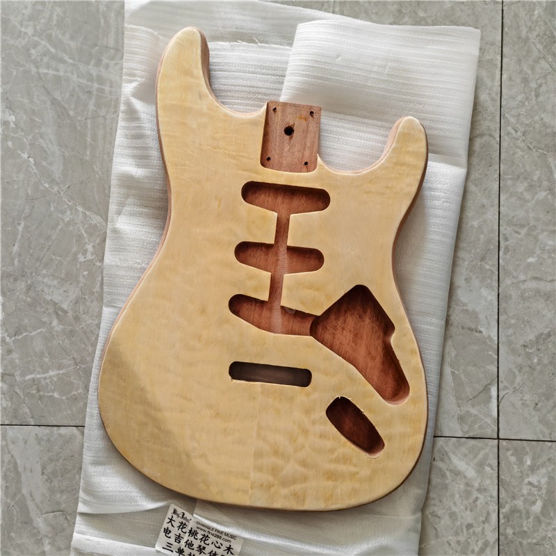 6 Strings Single Wave Electric guitar Body,Quilted Maple Skin Top ...