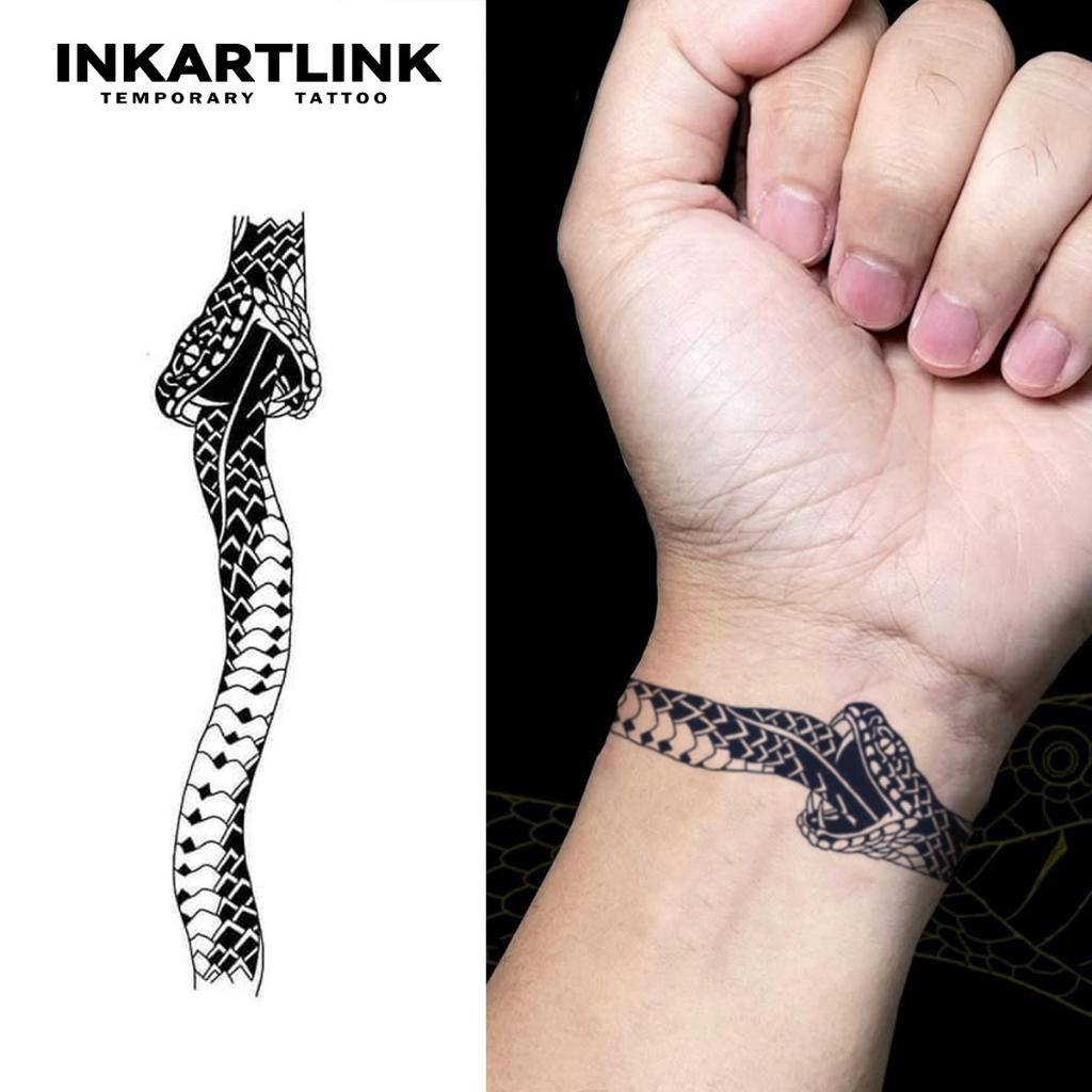 Inkartlink Snake Arm Temporary Tattoo Stickers, Waterproof Long-lasting Magic Tattoo Semi ...