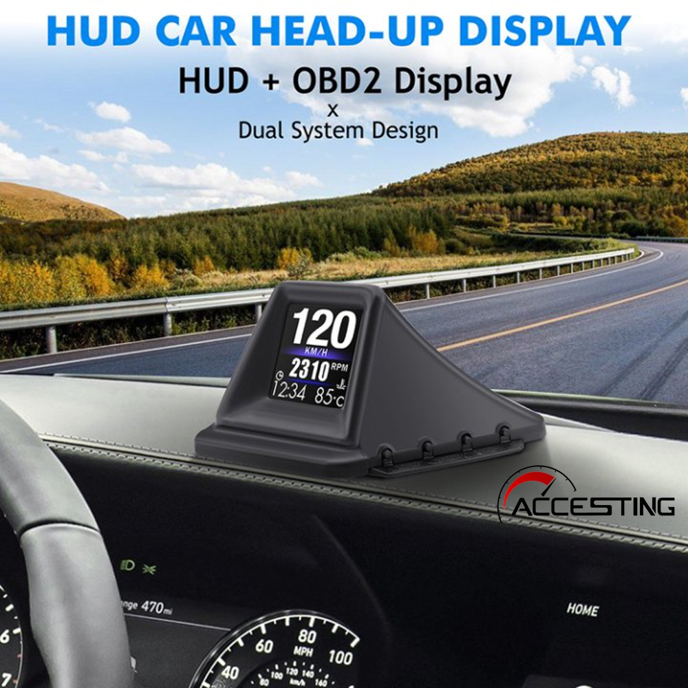 A401 Car HUD Heads Up Display, OBD2 HUD Display, with OBDII GPS Dual System OBD2 Speedometer 8 ...