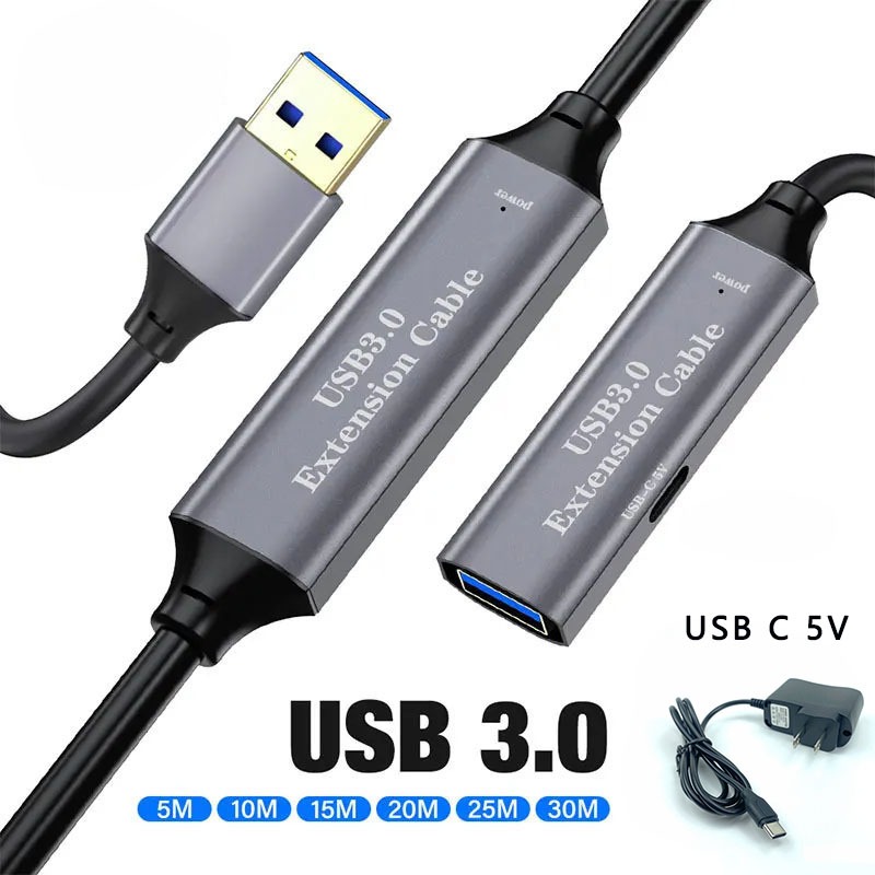 5m 10m 15m 20m 30m USB 3.0 Extension Cable Extender USB Male to Female ...