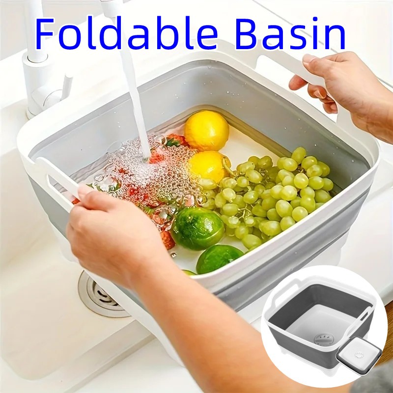 Foldable Wash Basin Outdoor Camping Folding Kitchen Drainage Bucket ...