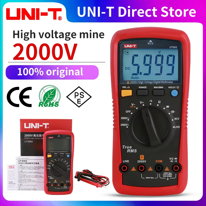 UNI-T UT892 Digital Multimeter 2000V High Voltage Detector AC DC ...