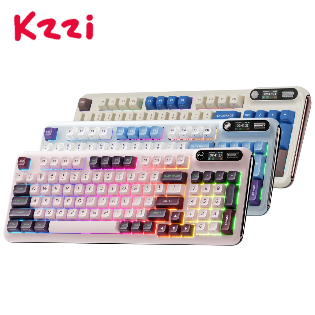 KZZI Z98 Nezuko Purple 94 Key Gasket Structure Three-Mode Bluetooth Wireless With TFT Screen RGB ...
