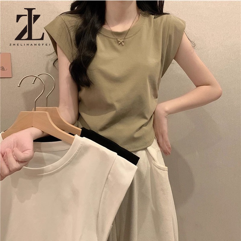 ZHELIHANGFEI Women's Solid Color Chic Slim High Waist Wrinkles ...