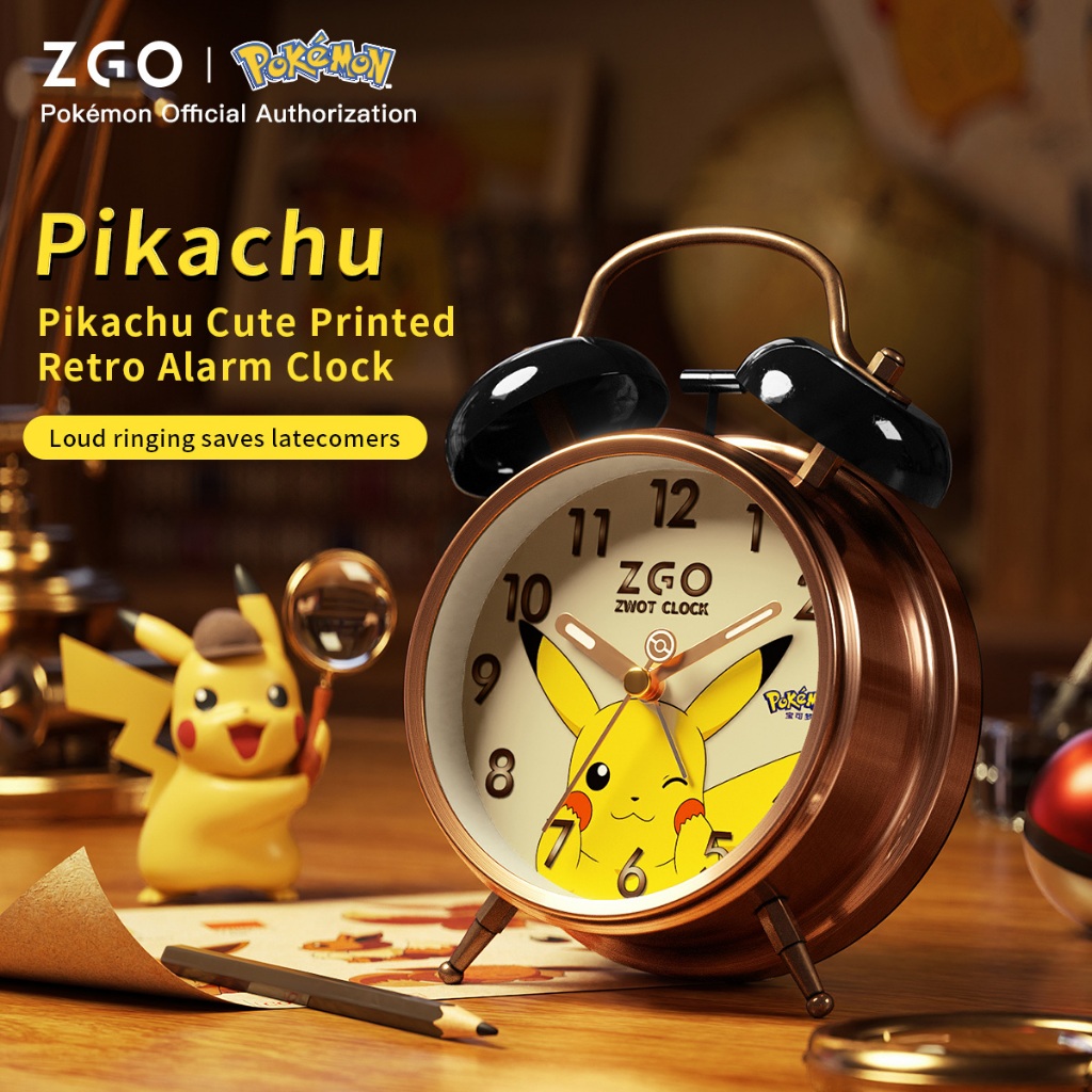 ZGO x Pokemon Pikachu Alarm Clock For Kids Bedroom Student Study Desk ...